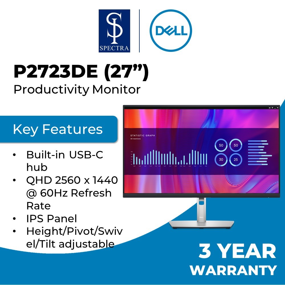 Dell 27 P2723DE USB-C Hub Productivity Monitor ( 2K QHD 1440p | 27 Inch ...