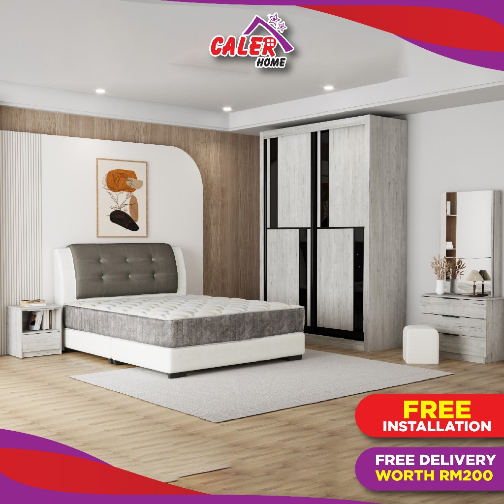 5.5 x 8 FT WHITE BEDROOM SET CALER HOME NEO-X | Shopee Malaysia