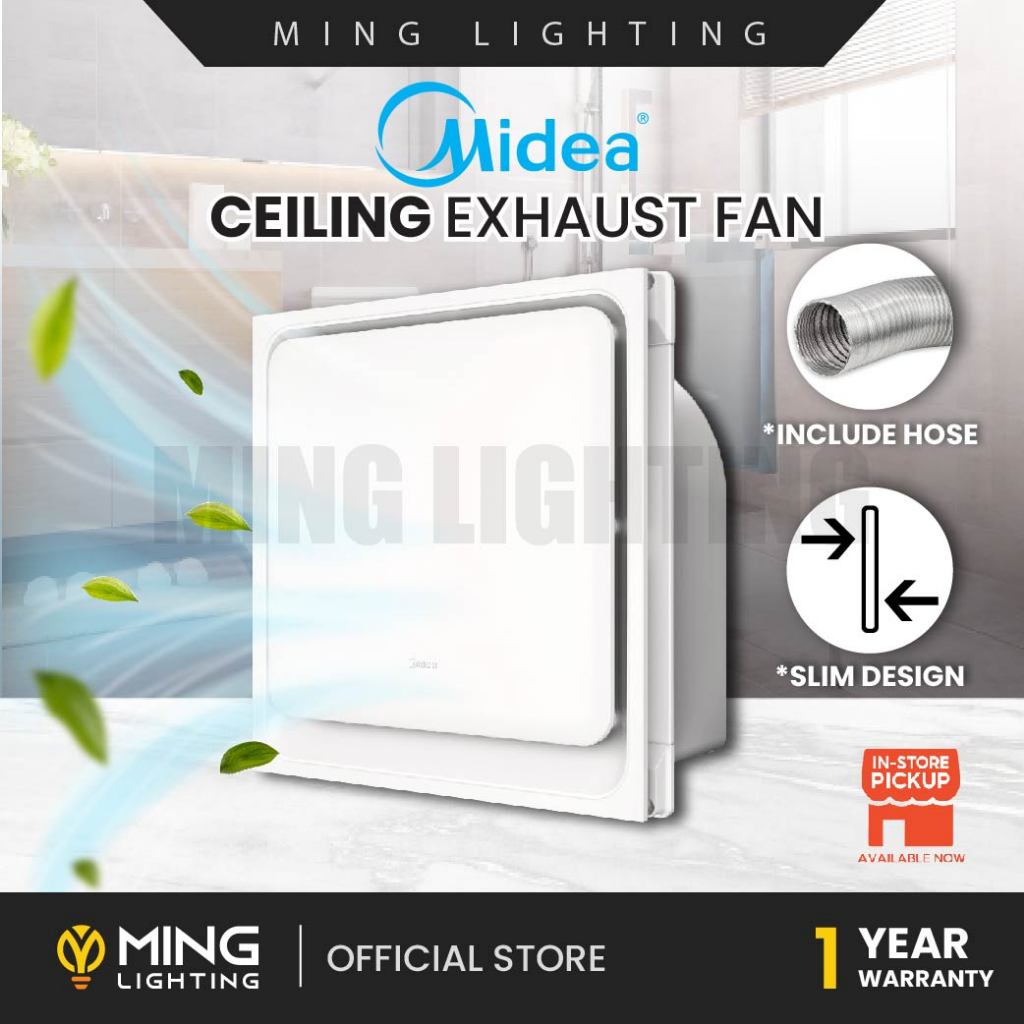 (Sirim) MIDEA Ceiling 12" 38W Exhaust Fan Ekzos Air Ejector Ventilation ...