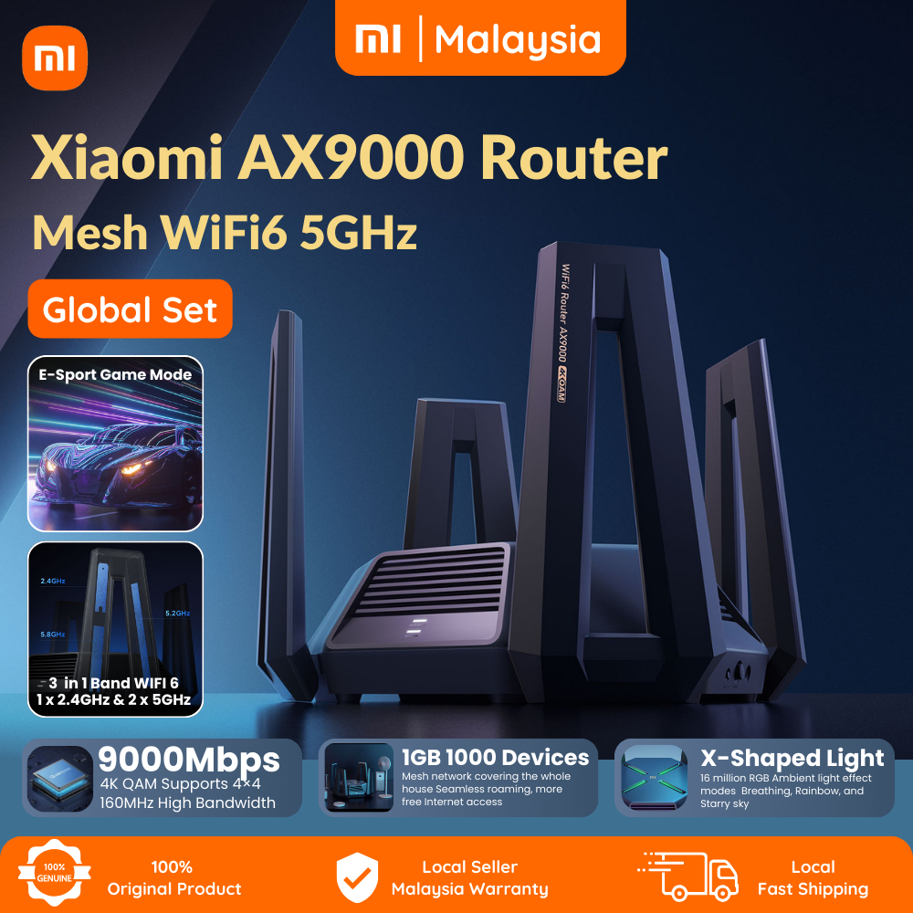 (Global)Xiaomi Mi Router AX9000 WiFi 6 IPv6 5Ghz 4K QAM + 160MHz Tri ...