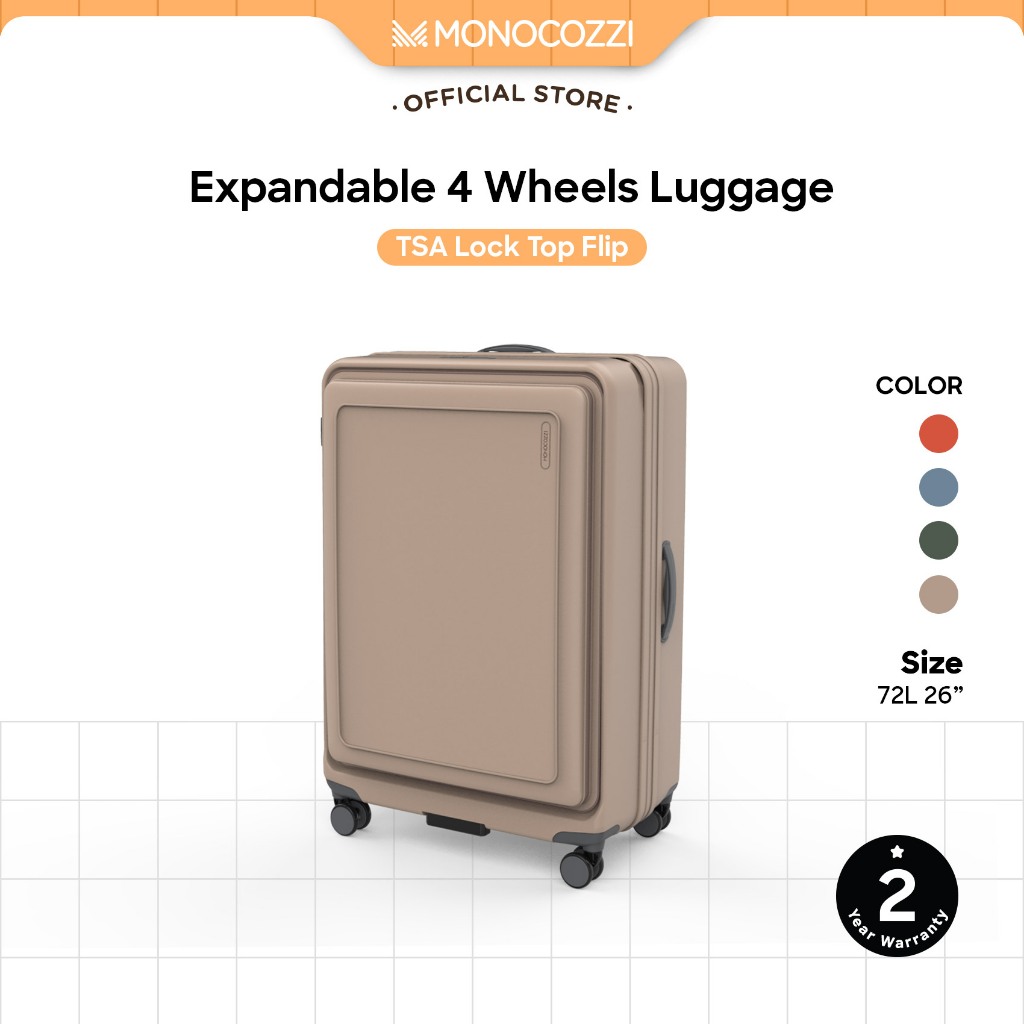 Monocozzi URBANITE Expandable 4 Wheels TSA Lock Top Flip Suitcase With ...