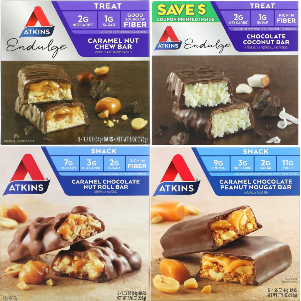 Atkins, Caramel Chocolate Nut Roll Bar, 5 Bars, Caramel Nut Chew Bar, 5 ...