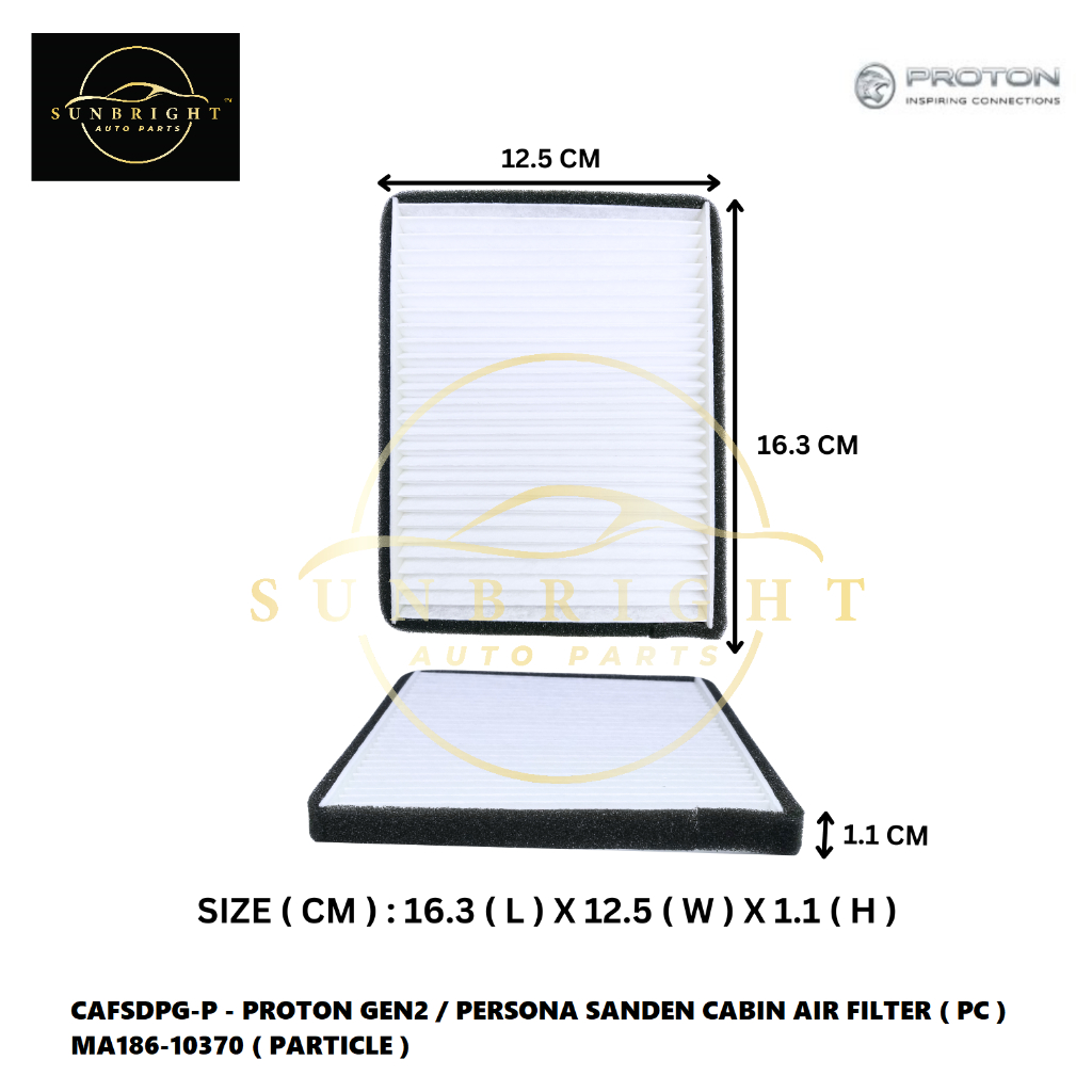 PROTON GEN2 / PERSONA SANDEN CABIN AIR FILTER ( PC ) MA186-10370 ...