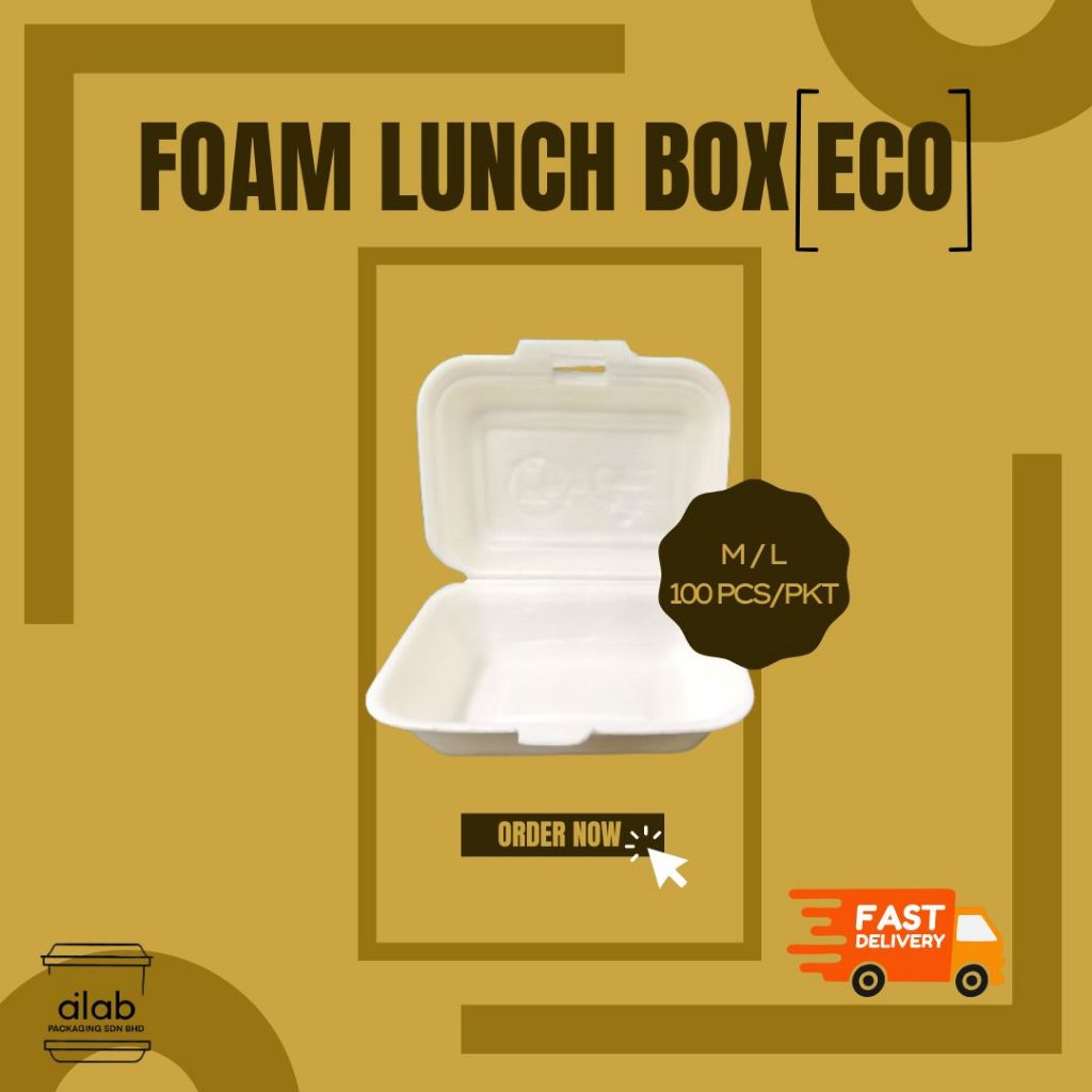 Foam Lunch Box ECO Medium Large 100pcs /Polystyrene Lunch Box/Kotak ...