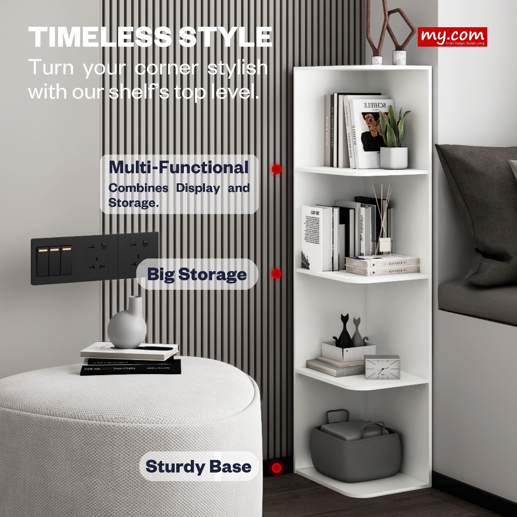 Ready Stock Corner Rack 4 Tingkat Corner Shelf 4 Tier Bookshelf ...