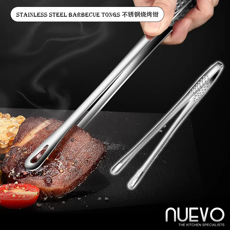 304 Stainless Steel Barbecue Tongs Food Tongs Long Handle Non-Slip ...