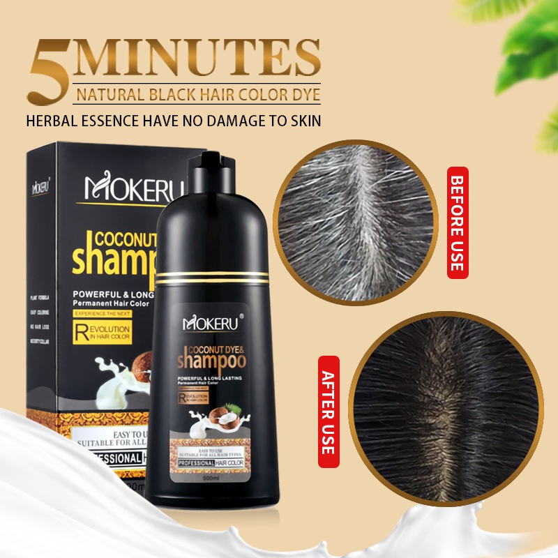 【Mokeru】Black Hair Dye Shampoo White&Grey Hair Colour Hair Dye White ...
