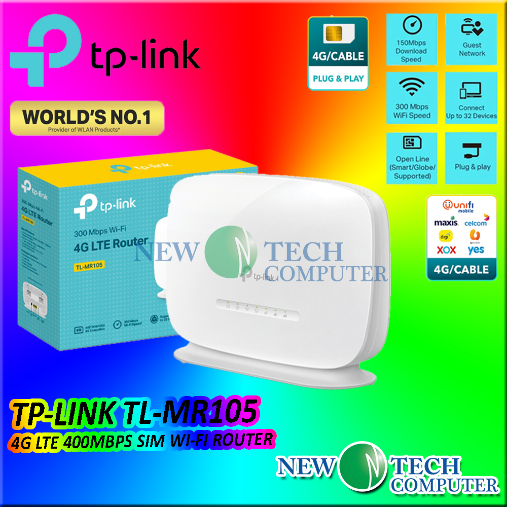 TP-Link N300 TL-MR105 4G LTE Router Sim Card Modem Wi-Fi Router Support ...