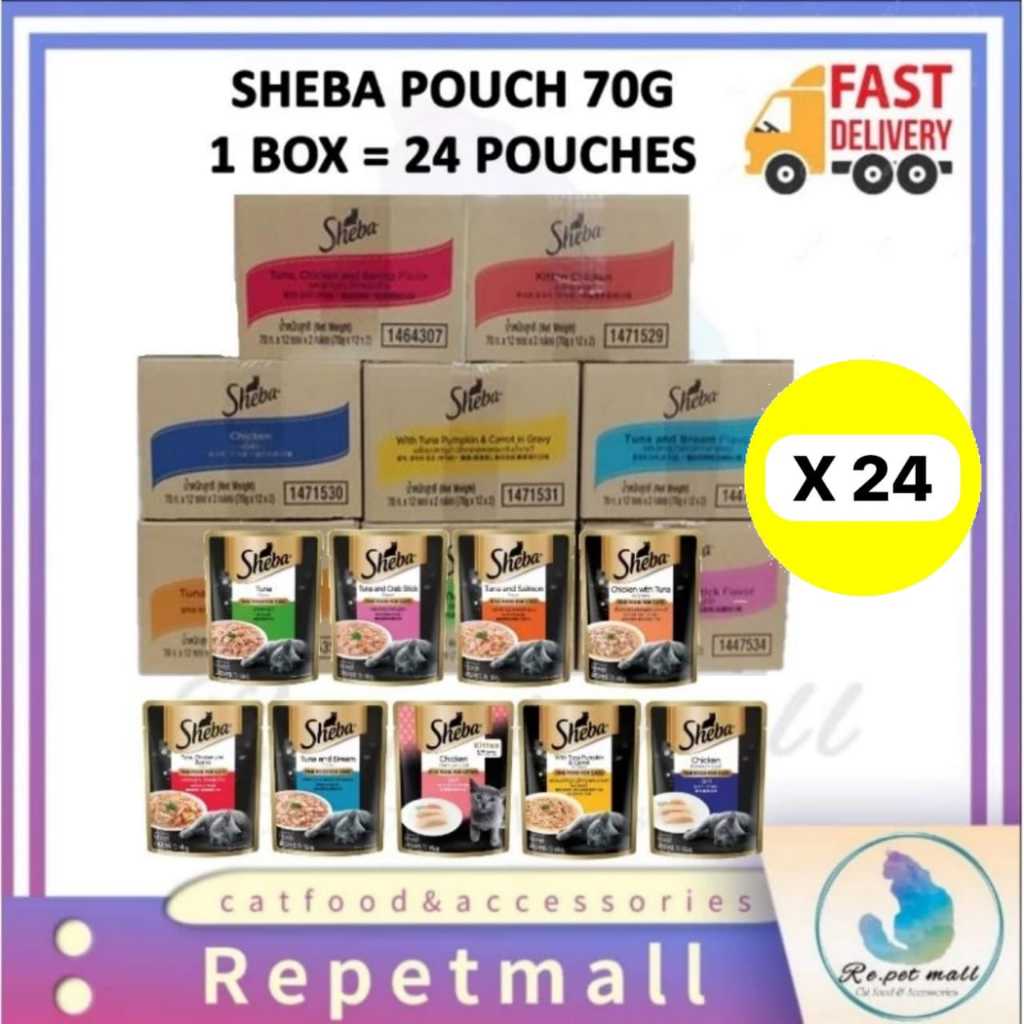 SHEBA /Sheba(1 Box 24 Pack) Cat Wet Food Pouch Premium ( Kitten / Adult ...