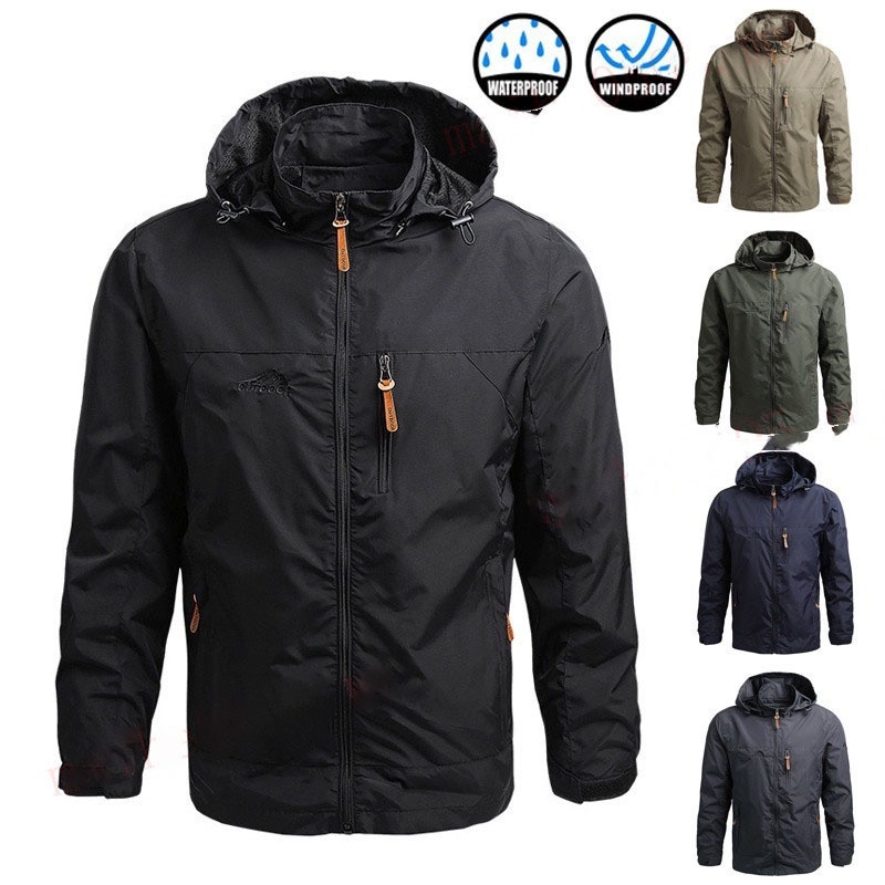 2024 Men's Waterproof Hooded Jacket Zipper Tactical Jacket For Outdoor ...