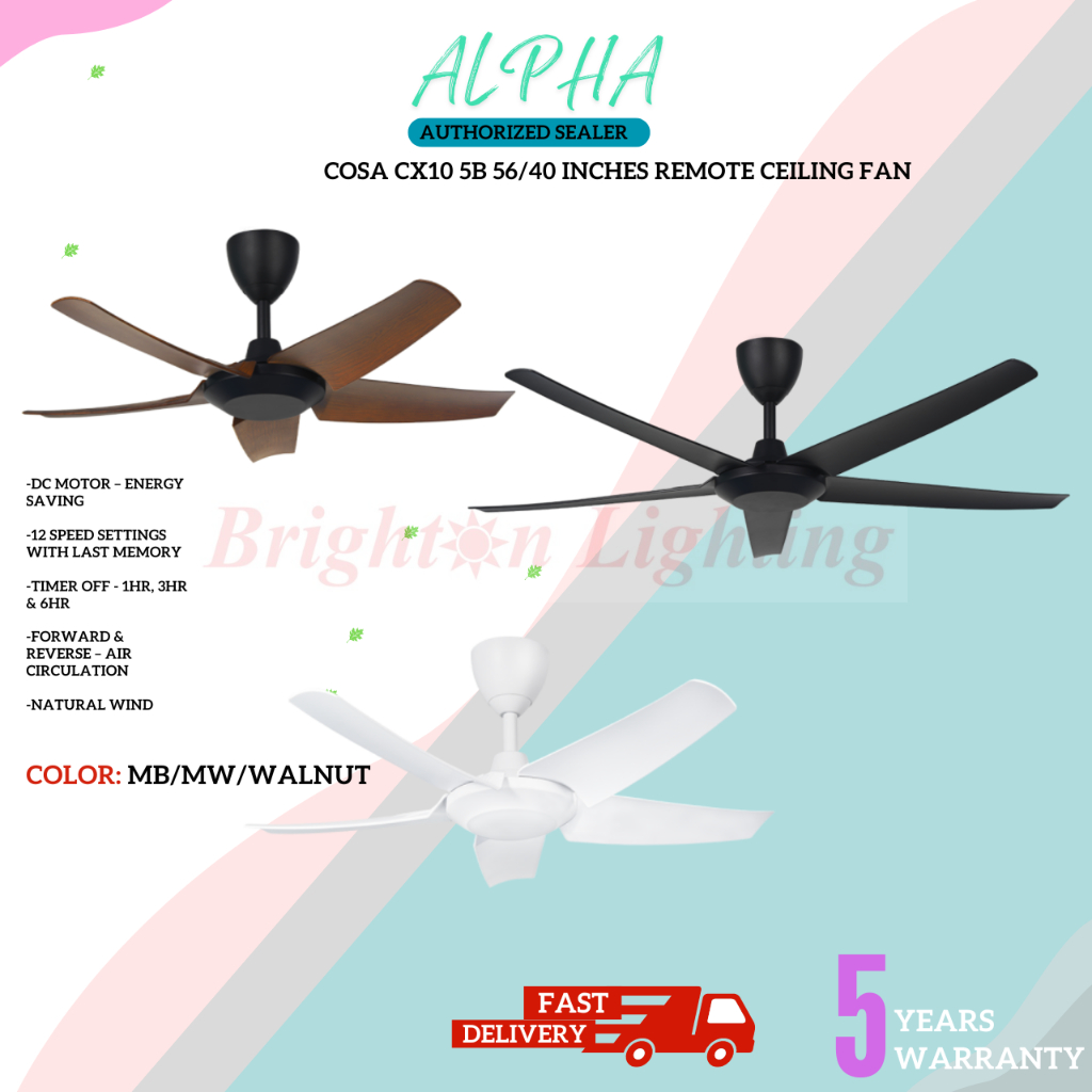 Alpha Cosa CX10 5B 56/40 inches Remote Ceiling Fan KIPAS SILING ...