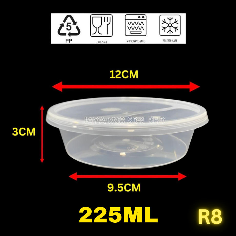 (50 SETS) PP ROUND CONTAINER C/W LIDS / Disposable Plastic Food Box ...