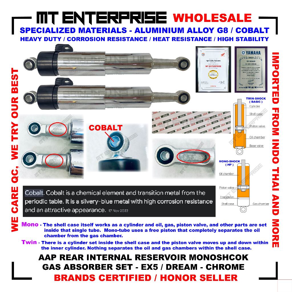 FREE MJL LED+YAMALUBE OIL - AAP Ori 335M Rear INTERNAL RESERVOIR GAS ...