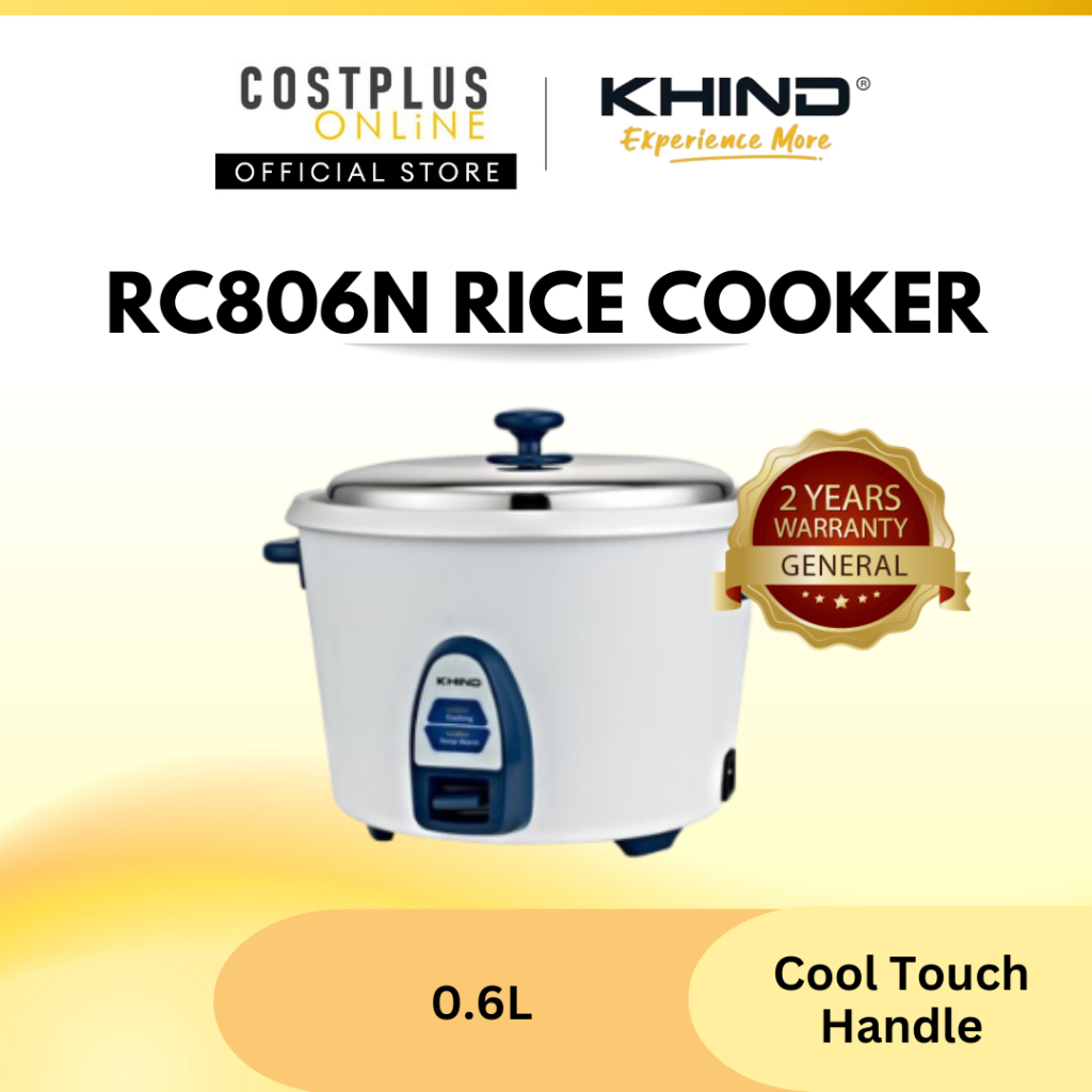 Khind RC806N 0.6L Rice Cooker - Stainless Steel, Thermal Fuse ...