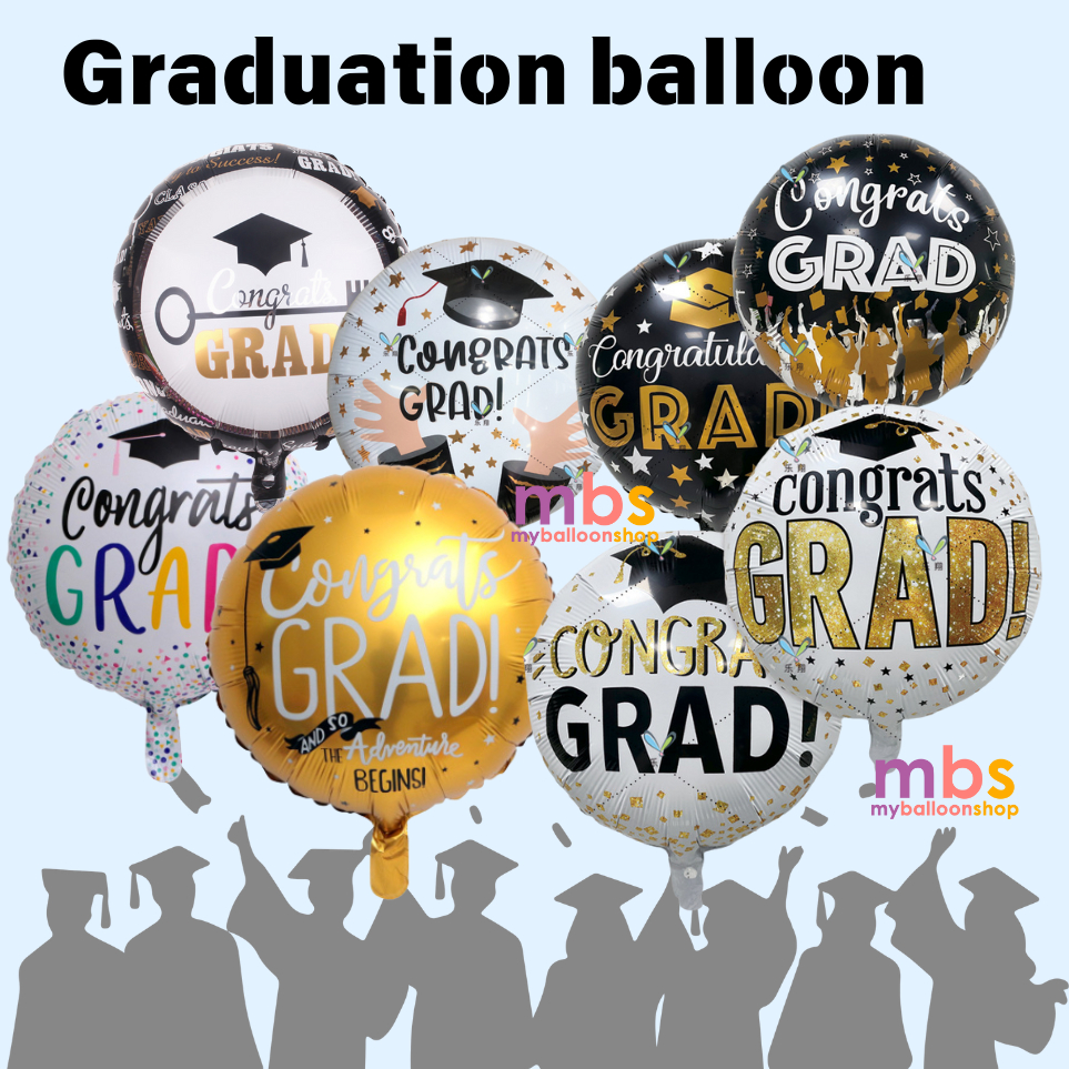 Graduation Balloons Belon Grad Graduasi Tadika Congrats Grad! Round ...