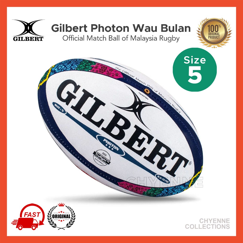 Gilbert Photon Wau Bulan Rugby Ball (Size 5) Official Match Ball of ...