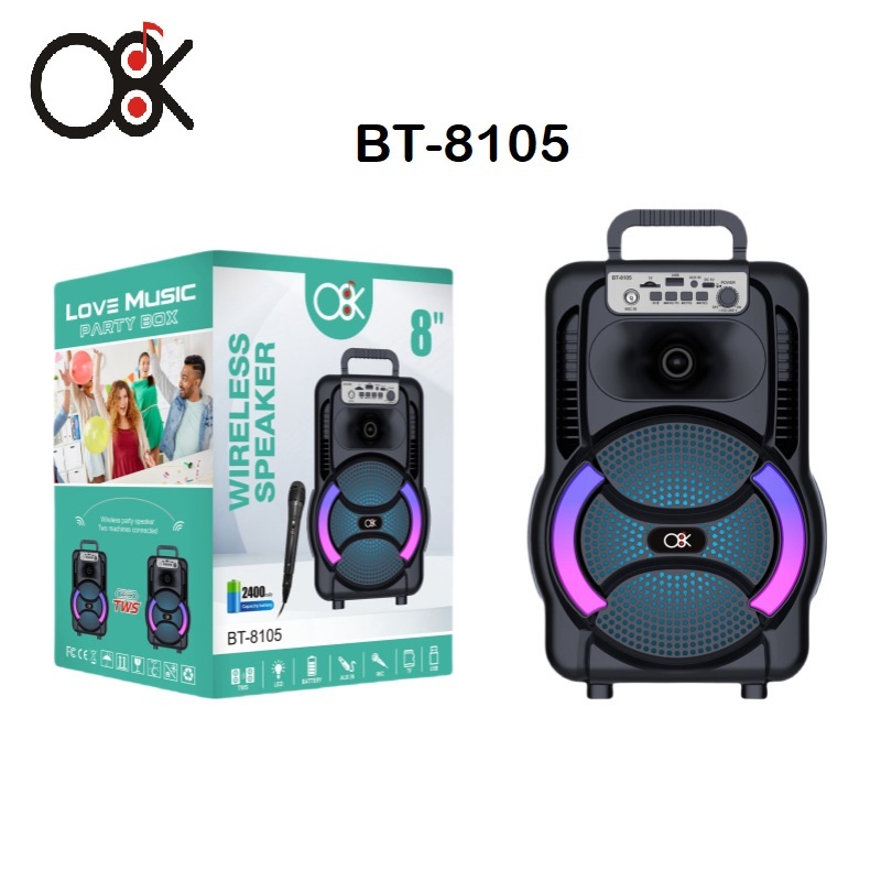 O8K BT-8105 8"inch TWS Wireless Bluetooth Portable Speaker with Super ...