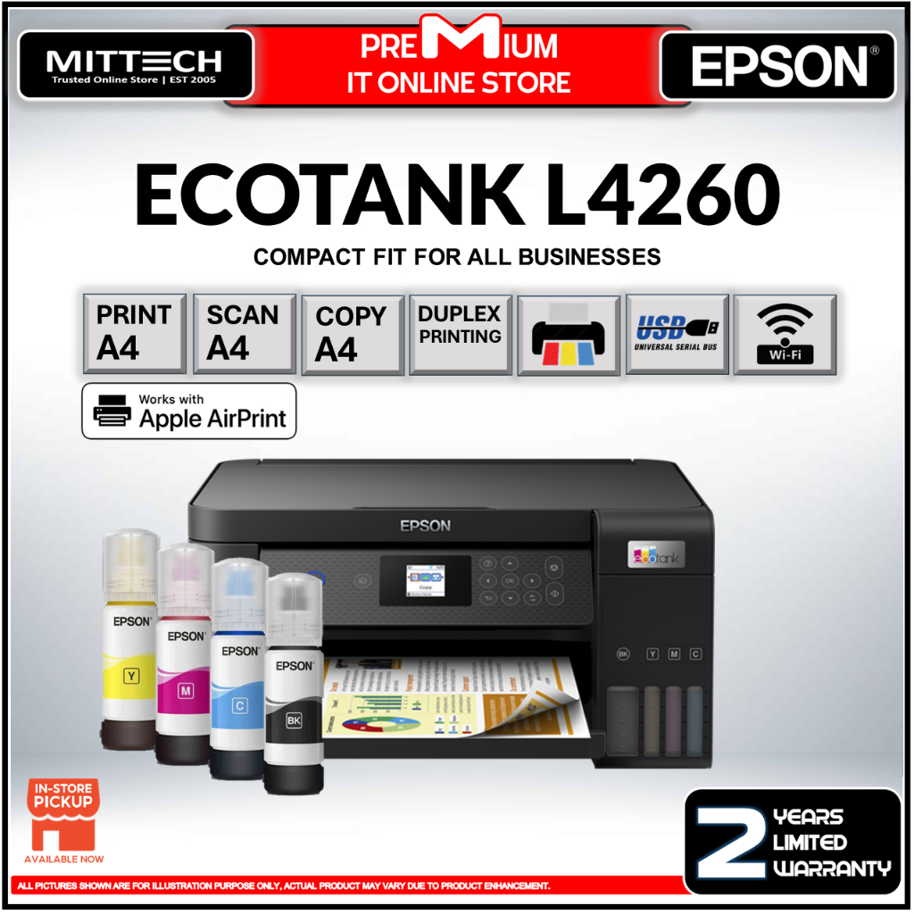 Epson Color Inkjet Printer EcoTank L4260 A4 3in1 | Wireless & Duplex ...