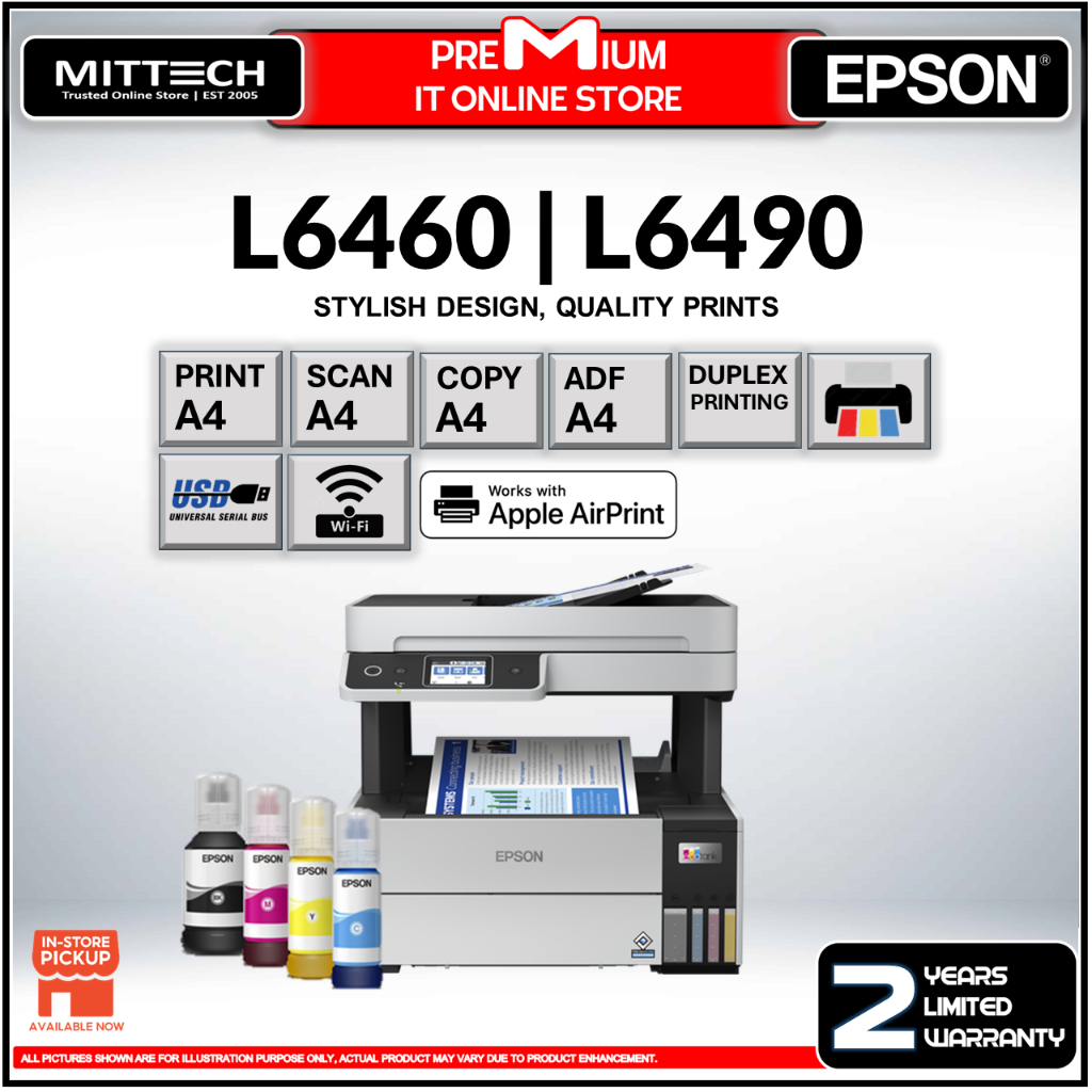 Epson EcoTank Printer L6460 L6490 A4 3in1 Refillable Ink Tank | Duplex ...