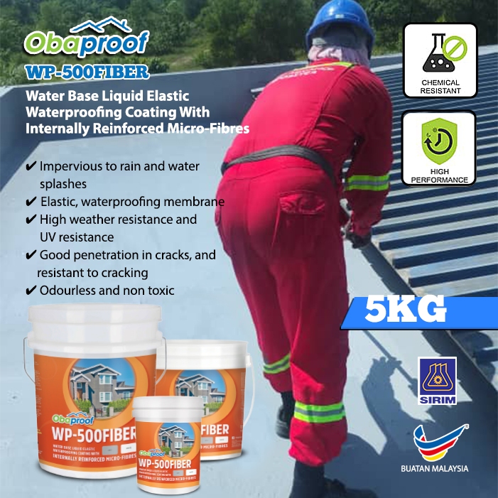 OBAPROOF 1KG/5KG WP 500 FIBER WATER LIQUID ELASTIC WATERPROOFING ...