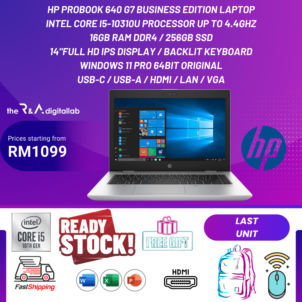 Hp ProBook Corei5-10310u/16GB/256GB/14"FHD/Backlit Keyboard/Win 11Pro ...
