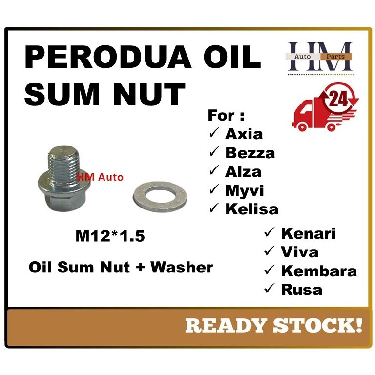 Perodua Oil Sump Nut with Washer M12*1.5 Kancil,Alza,Myvi,Viva,Kelisa ...