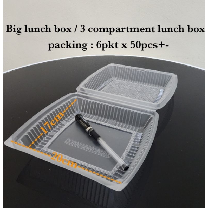 Big lunch box / 3 compartment lunch box( 1 box = 300pcs+-) | Shopee ...