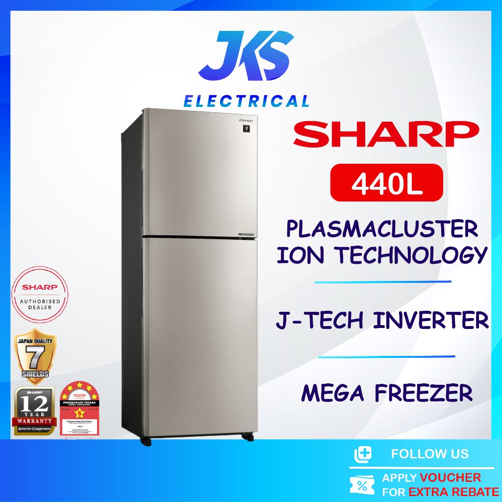 SHARP J-TECH INVERTER 280L/320L/380L/410L/440L 2 Door Fridge | 5 Stars ...
