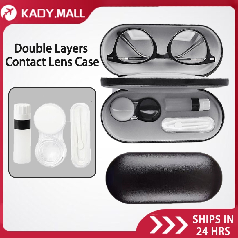 Eyeglass Case,Double Sided Portable Contact Lens Case,2 in 1 Portable ...