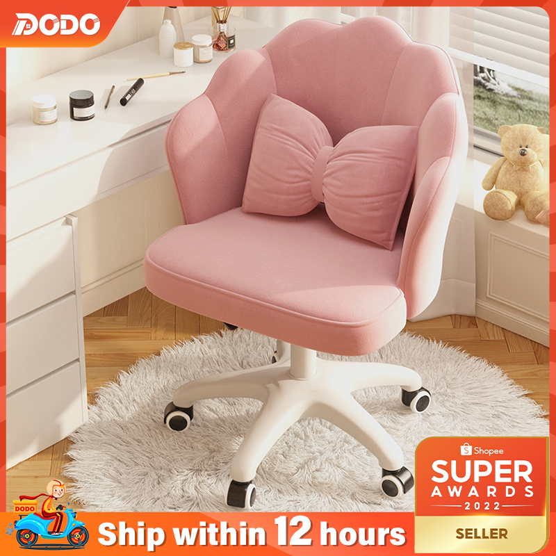 Pink~Swivel Dressing Chair Lounge Backrest Chair With Wheels Hydraulic ...