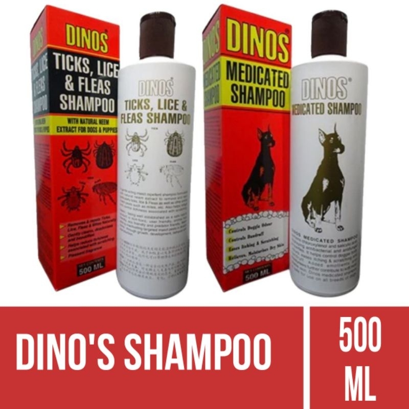 DINOS Ticks , Lick & Fleas Shampoo / Medicated Shampoo 500ML / Shampoo ...