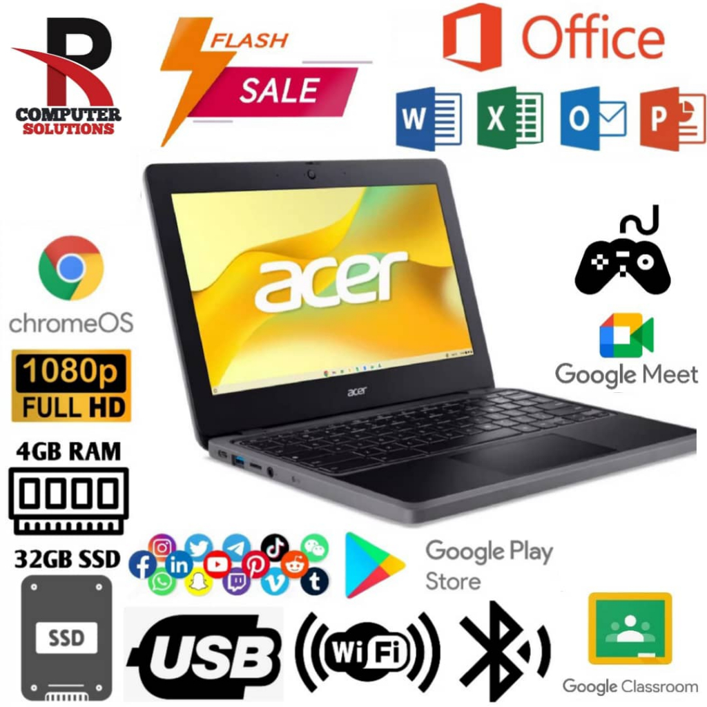 ACER Chromebook 11 C732, 4GB RAM -32GB SSD Storage [ Refurbished ] Play store | Shopee Malaysia