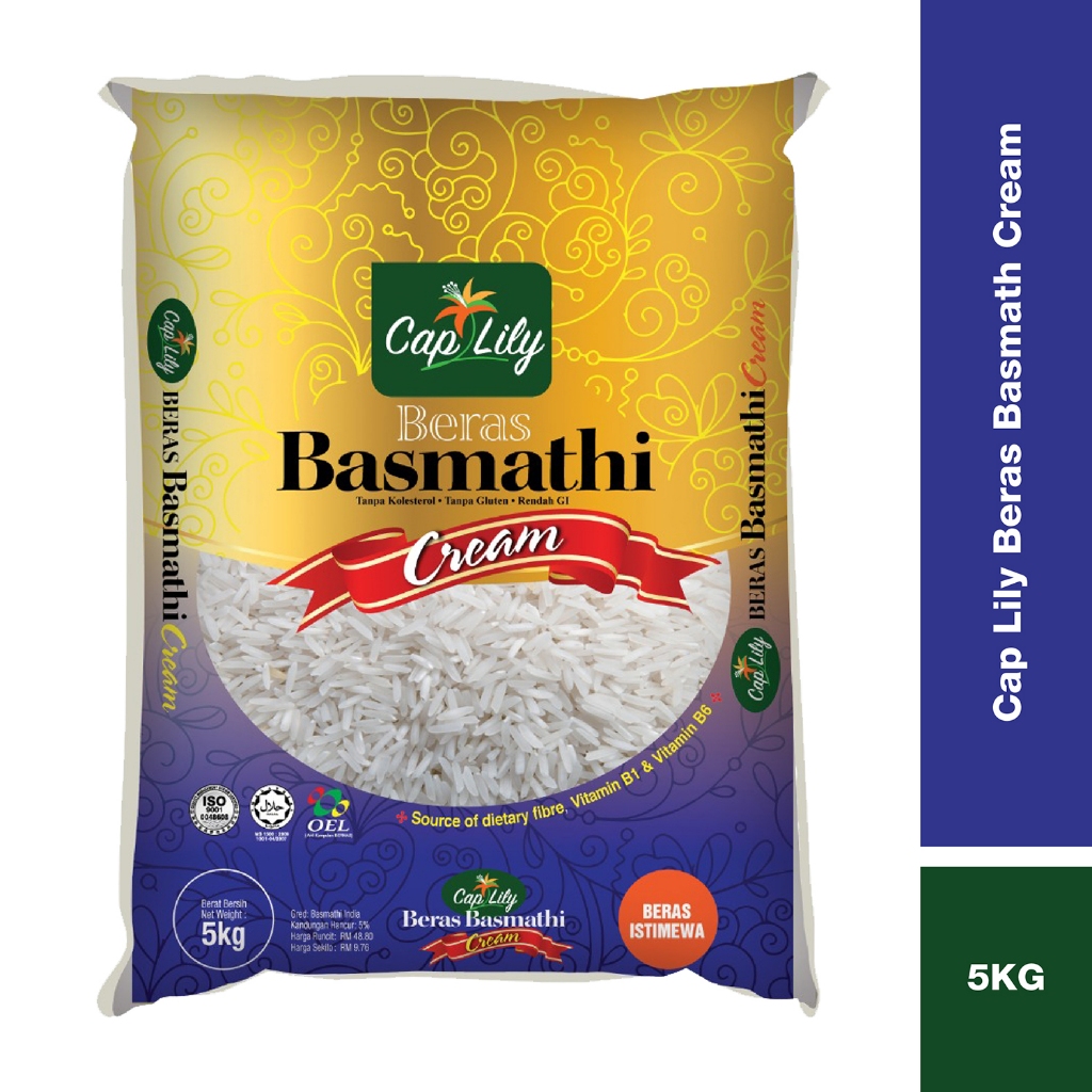 Cap Lily Beras Basmathi Cream Parboiled Low GI (5kg) | Shopee Malaysia