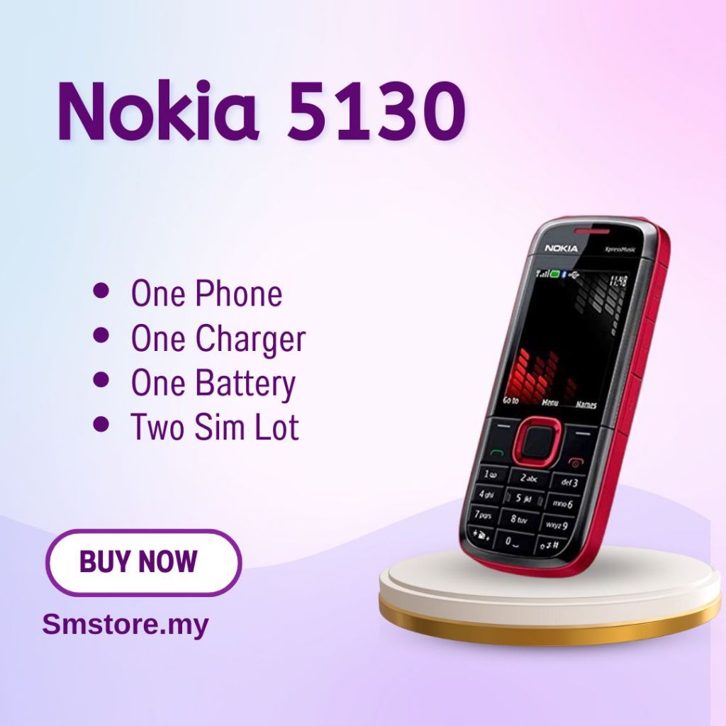 Nokia 5130 Express Music Original Button Mobile Phone With Camera & Memory Card Full Set ...