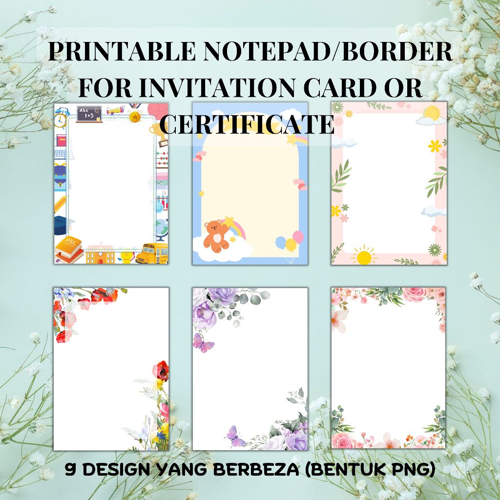 PRINTABLE NOTEPAD/BORDER FOR INVITATION CARD OR CERTIFICATE | Shopee ...