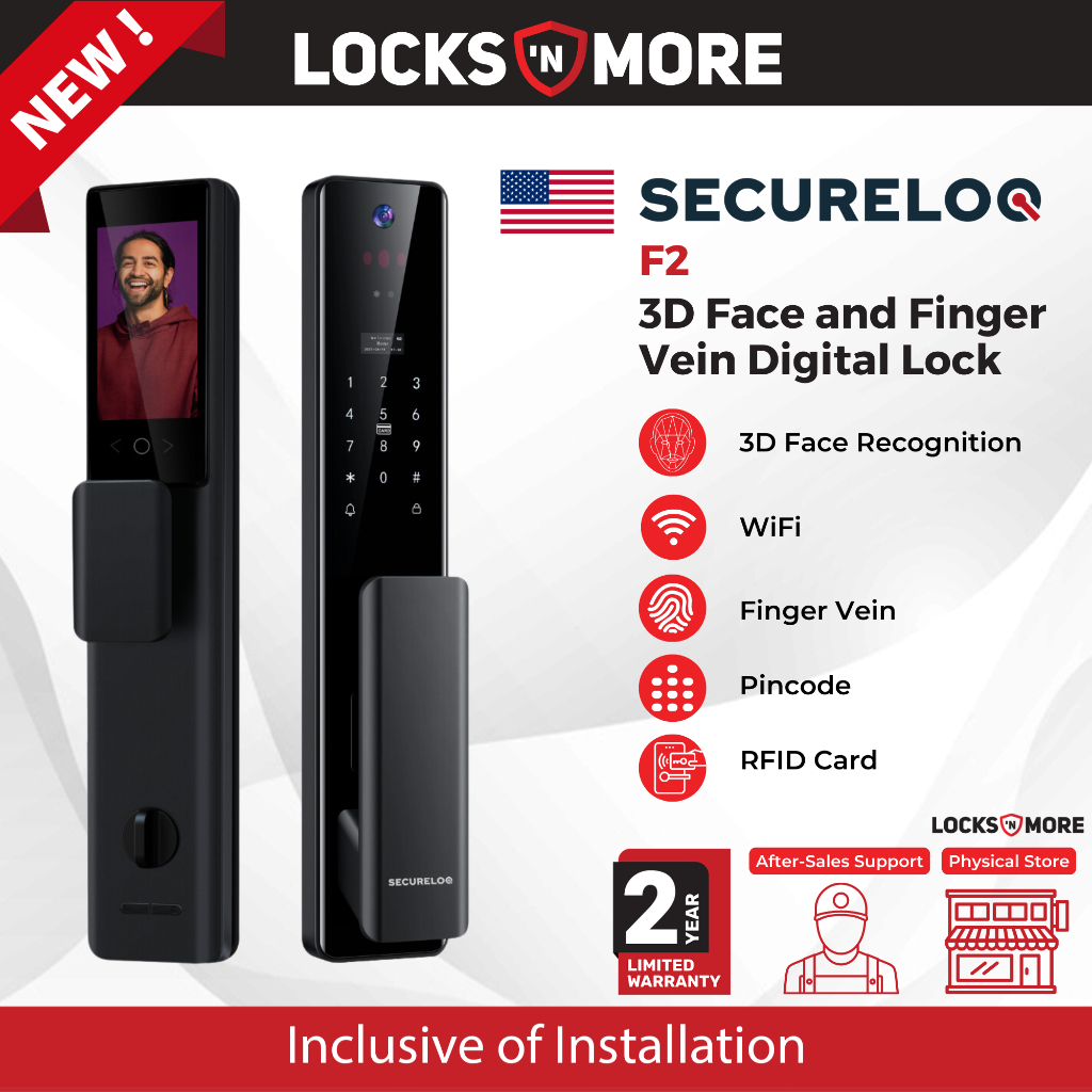 Secureloq F2 3D Face Recognition Digital Door Lock | Shopee Malaysia