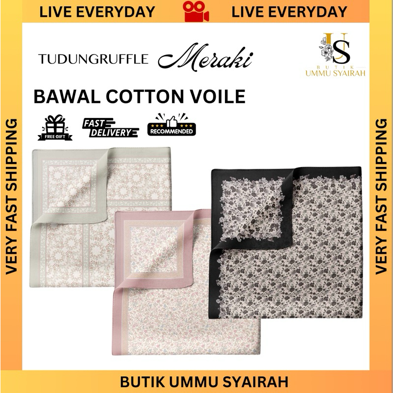 ⭐️ FREEGIFT⭐️TUDUNG RUFFLE MERAKI VINTAGE & RAWDAH COLLECTION BAWAL ...