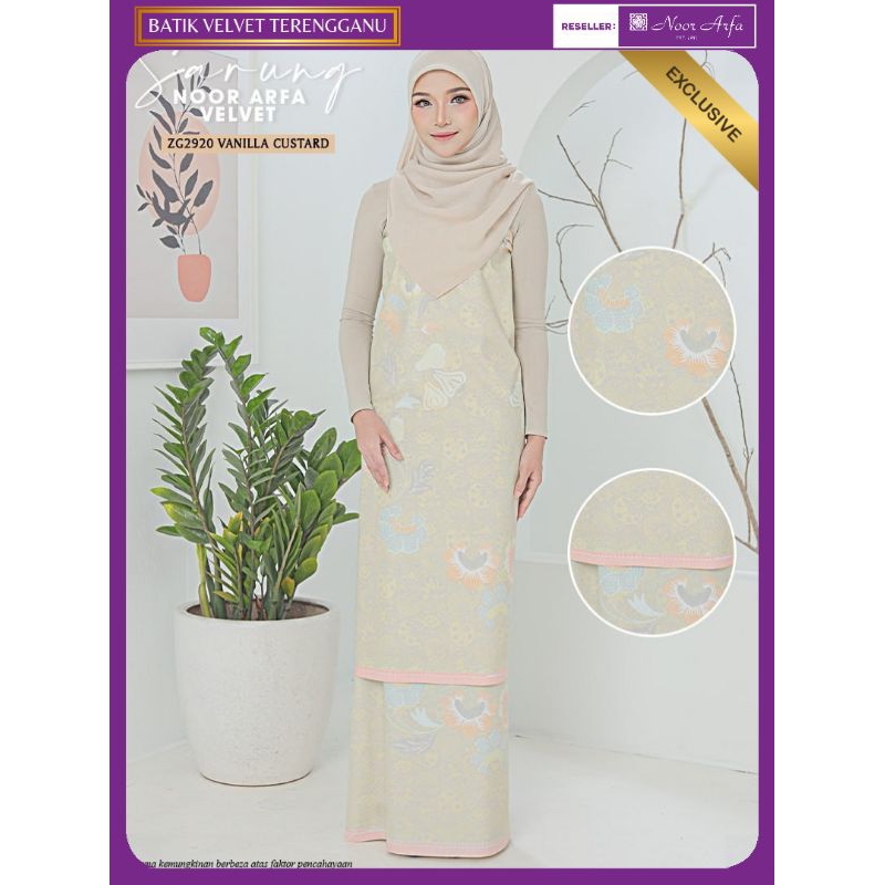 NOOR ARFA BATIK SARUNG ZG2920 VANILLA CUSTARD | Shopee Malaysia