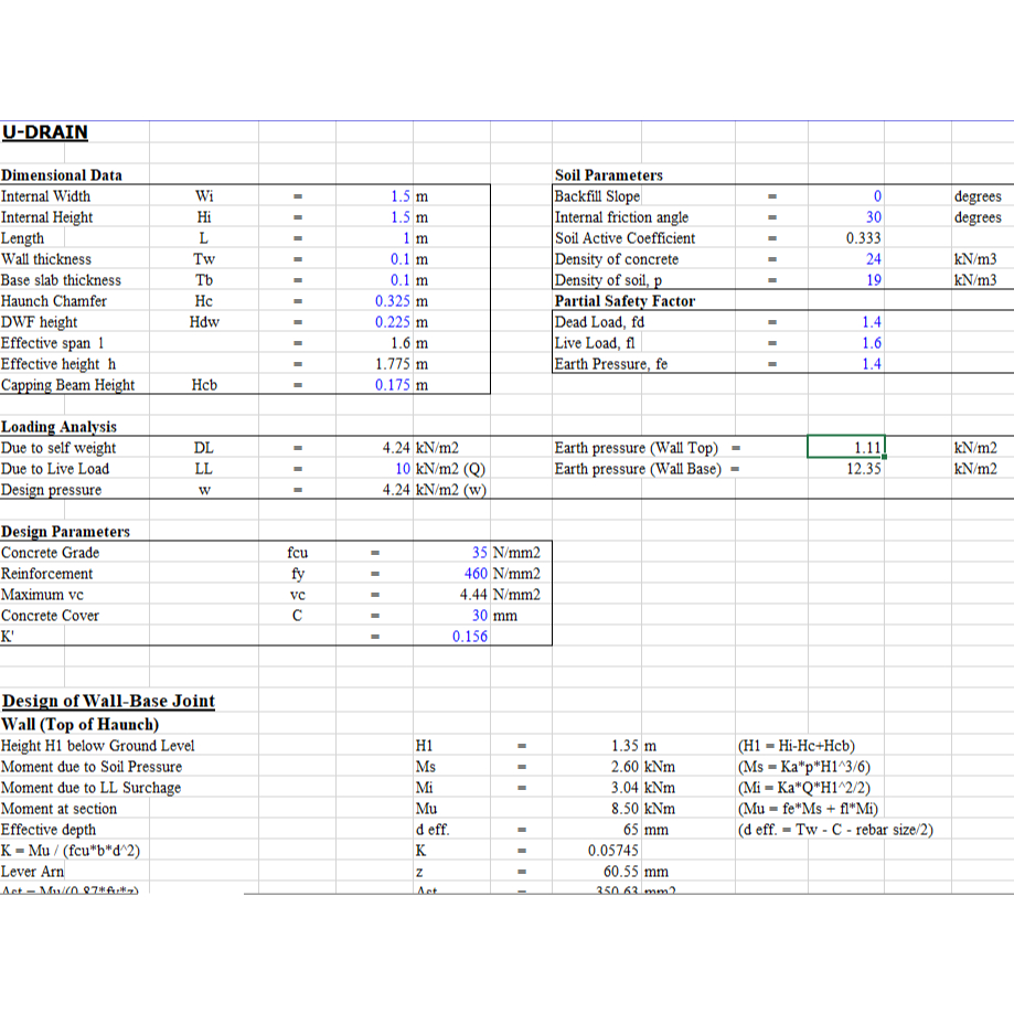 Box Culvert & U-Drain with Lip Cover Design Excel Spreadsheet | Shopee ...