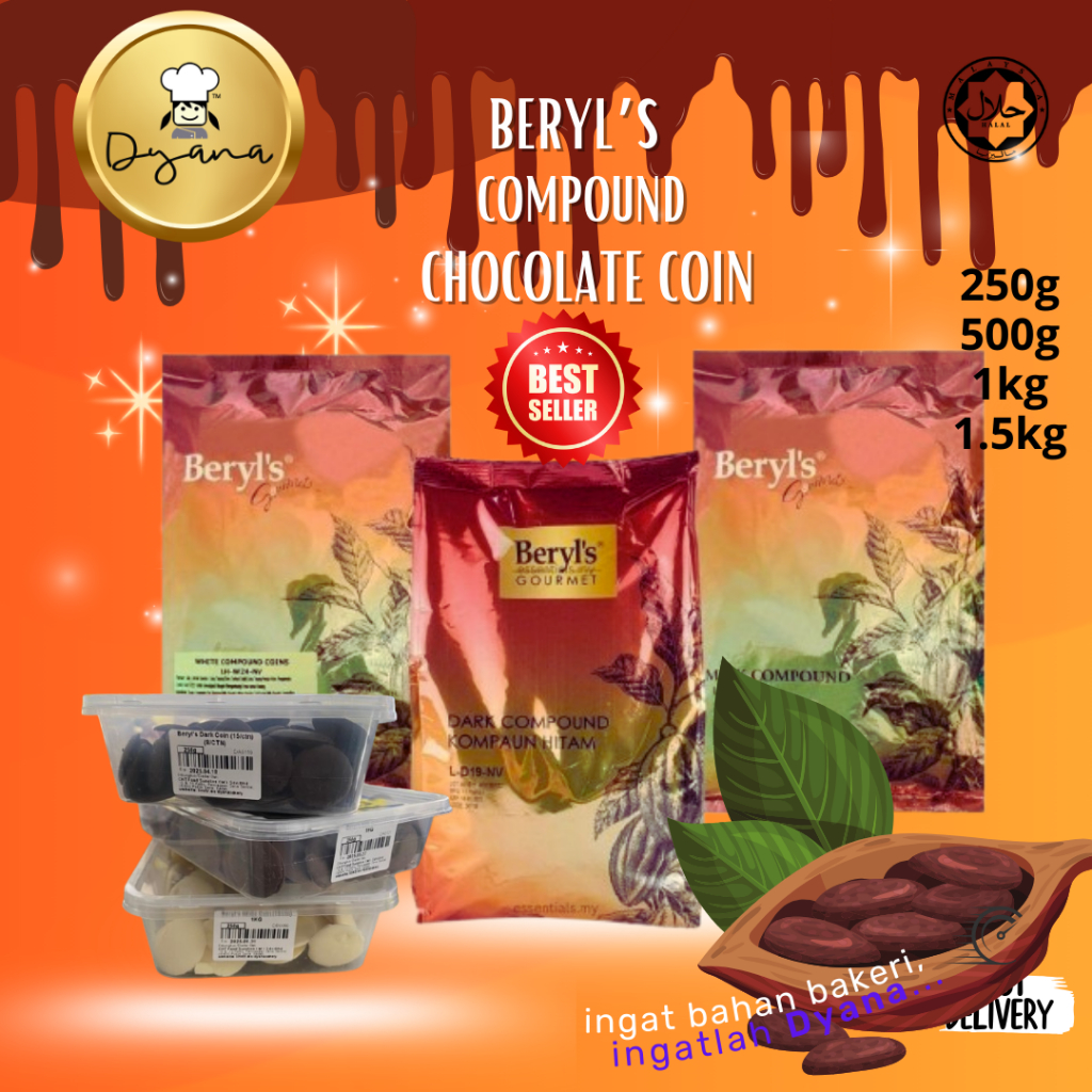 Beryl's Chocolate Compound Coin ( Dark , Milk , White ) 250g , 500g ...