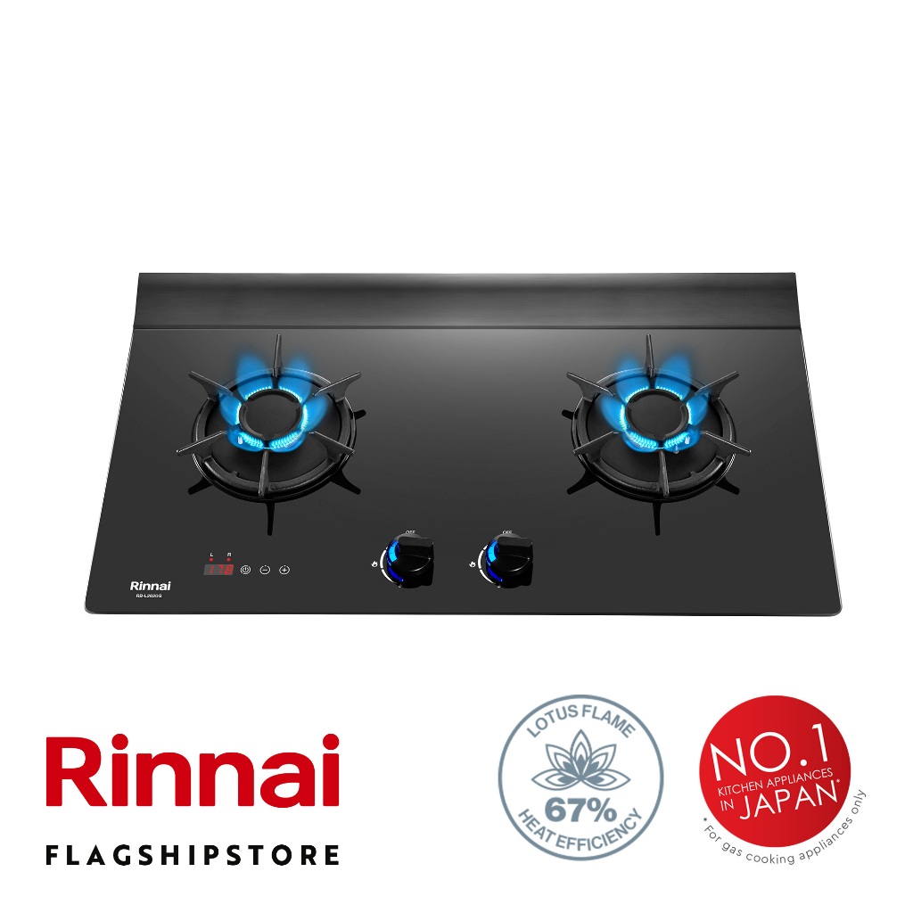 Rinnai Lotus 2-Burner Built-in Gas Hob - Black (76cm) RB-L2620G-RM | Shopee Malaysia