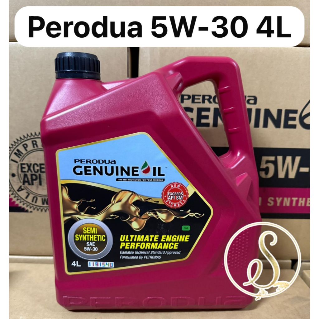 (100% ORIGINAL) Perodua engine oil 5W30 SEMI Synthetic PINK 4L FREE ...