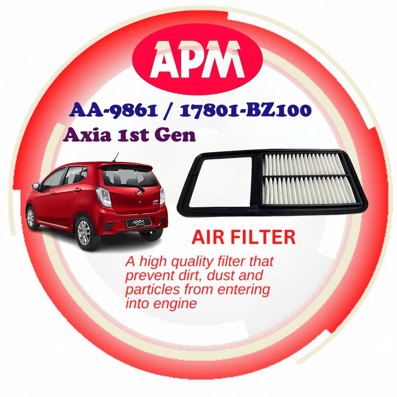 Perodua Axia 1st Generation Air Filter AA-9861 / 17801-BZ100 | Shopee ...
