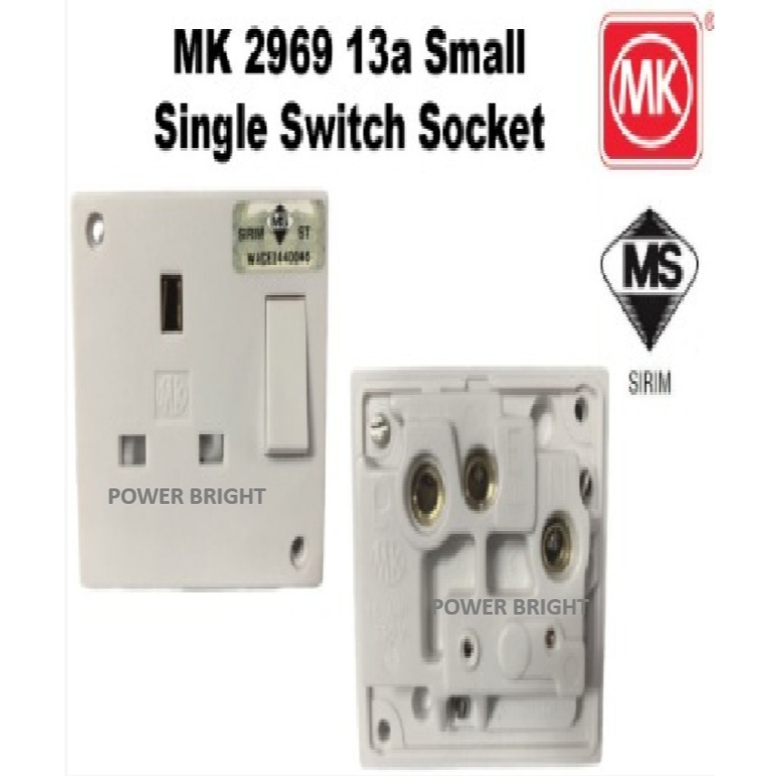 MK S2969WHI MINI 13A SWITCH SOCKET [ MINI TYPE ] [ 3X3-2969]BOX [3X13 ...