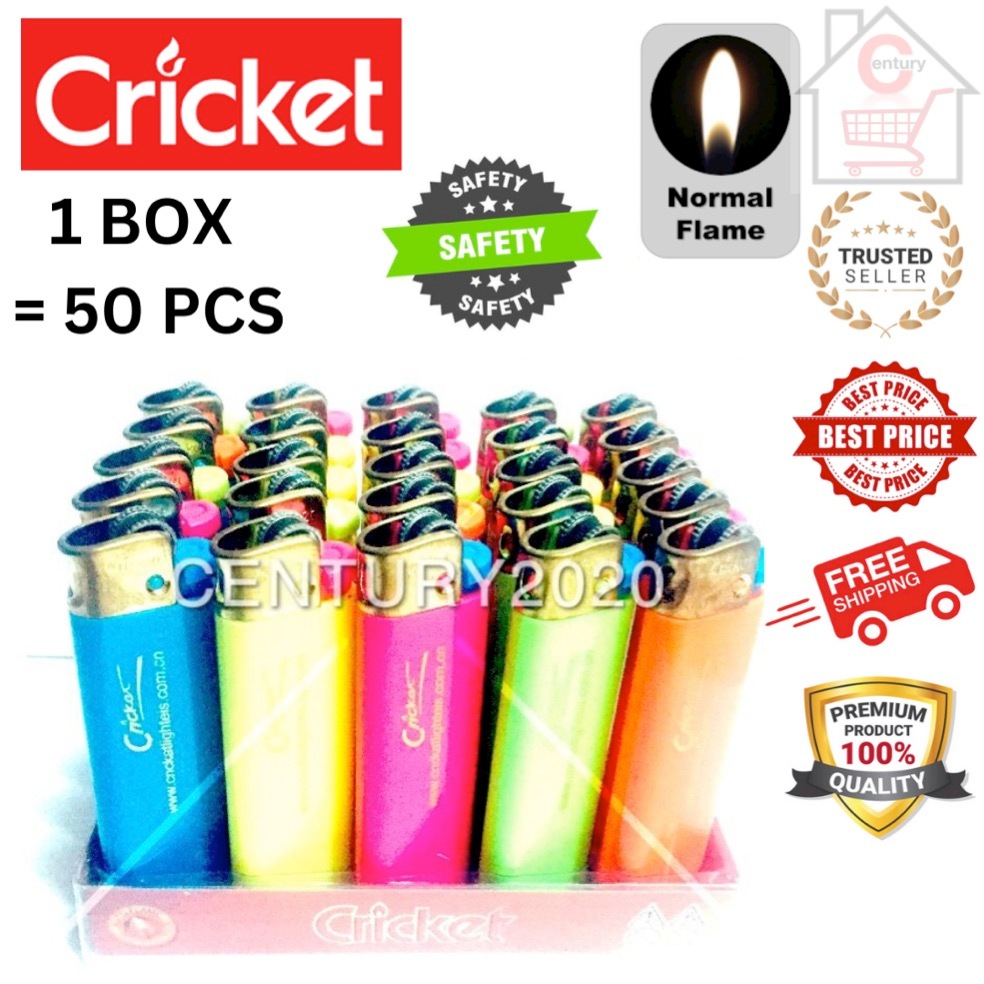 CRICKET Lighter Colourful Design Disposable Normal Flame Lighter 50pcs ...