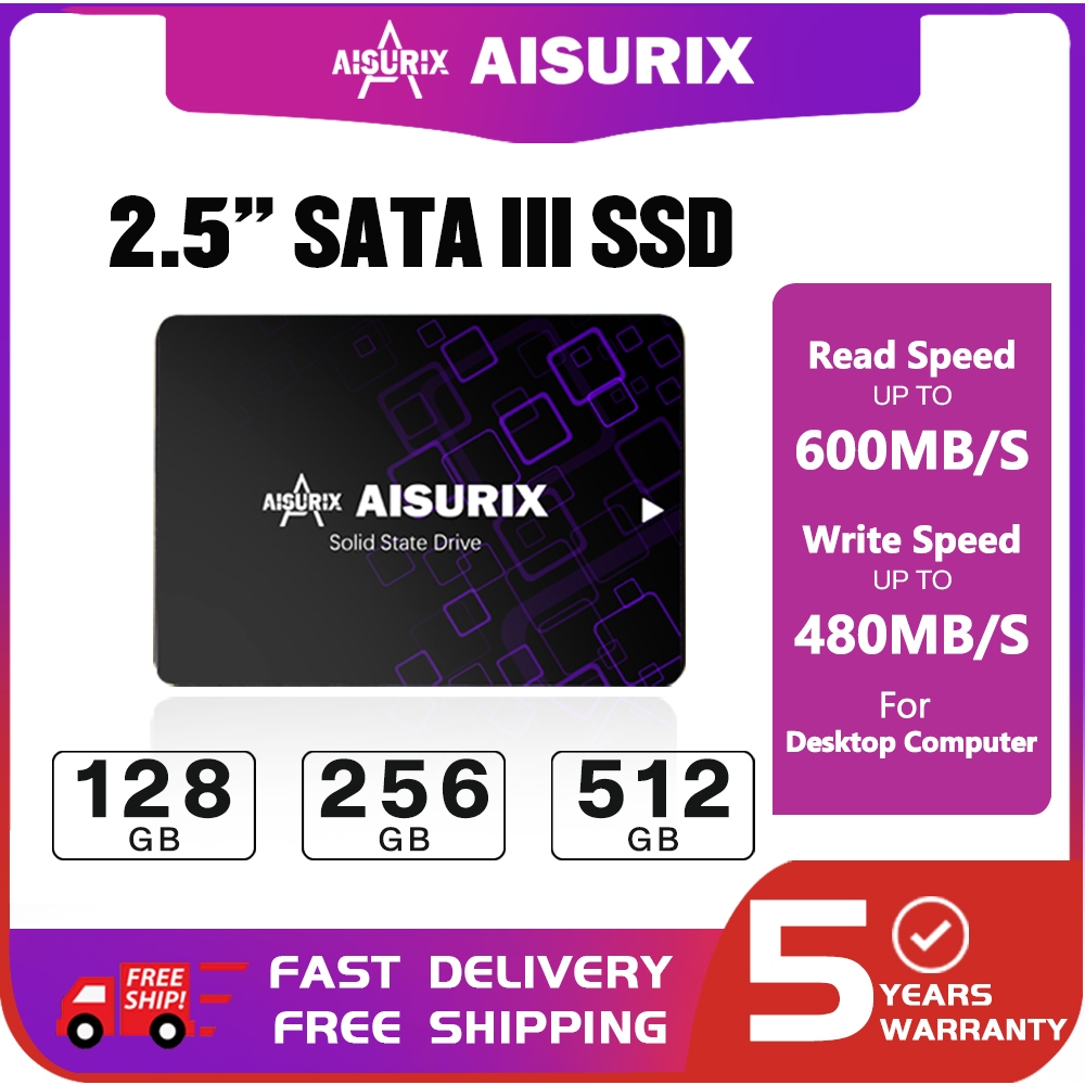AISURIX 2.5" SSD 128GB/256GB/512GB Sata lll Solid State Drive SATA 3.0 ...