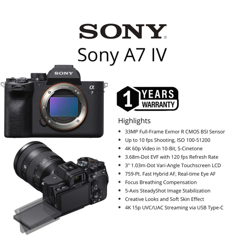 (FULL FRAME)SONY A7 IV MARK4 / SONY A7 III MARK3 / SONY A7 II MARK2 / SONY A7 (1 YEARS WARRANTY ...