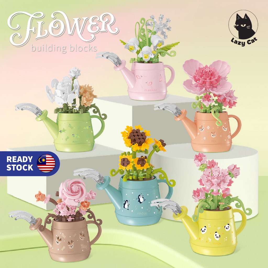 Mini Watering Can Flower Bunga Bricks Plant Building Block Birthday ...