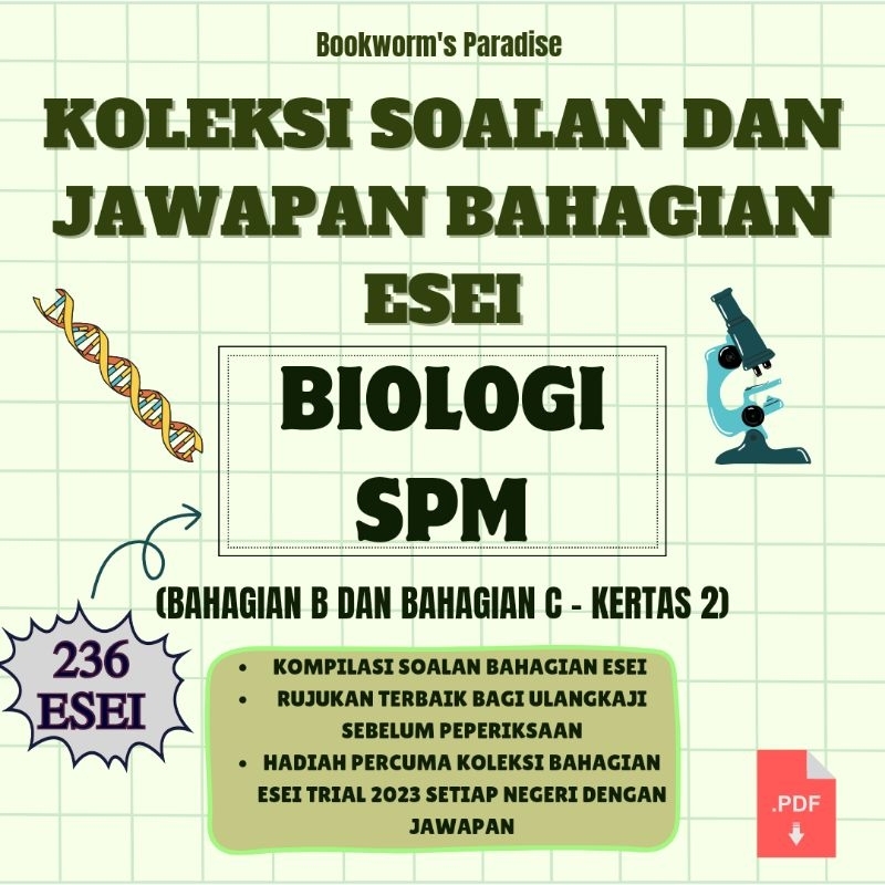 [SOFTCOPY/PDF] KOLEKSI SOALAN DAN JAWAPAN BAHAGIAN ESEI BIOLOGI SPM| KSSM | Format Terkini ...