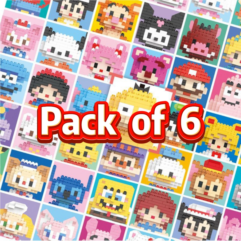 【Pack Of 6】Set Meal Discounts 60 Styles Mini Building Block DIY Cartoon ...